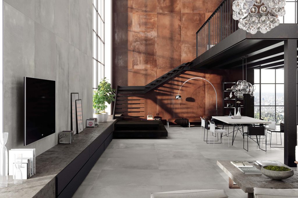 Blaze of glorious, oxidised metal look tiles | IndesignLive